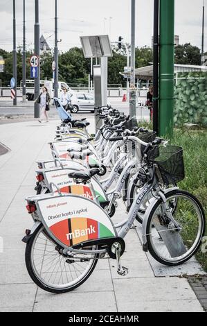 POZNAN, POLAND - Aug 11, 2016: An electric public transport timetable ...