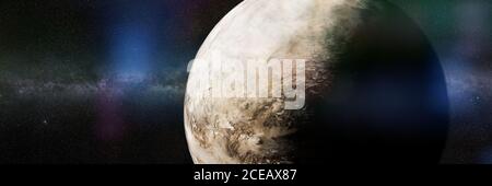 frozen alien planet, exoplanet covert in ice and snow isolated on black ...