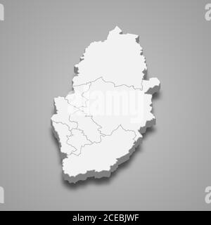The Nottinghamshire county administrative map, England. Isolated map ...