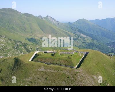 AERIAL VIEW. Fort Pernante, an old military fortification above Col de ...