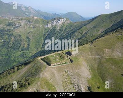 AERIAL VIEW. Fort Tabourde, an old military fortification near Col de ...