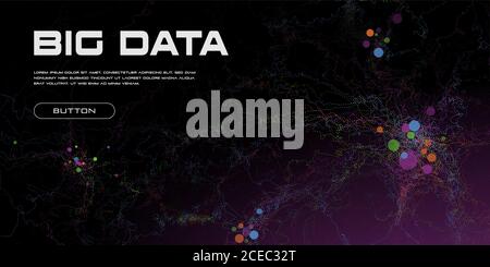 Big data. Visualization of algorithms with connections and points ...