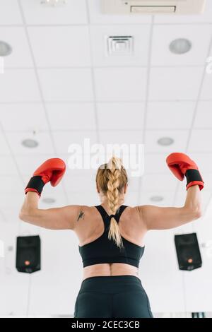muscular strong shirtless mma fighter showing fist at camera isolated ...