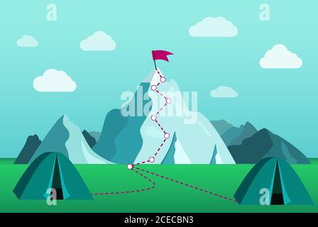 Mountain climb path challenge journey base infographic. Vector growth ...
