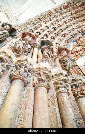 Detail of the main portico of the church of Santa Maria de la Real de ...