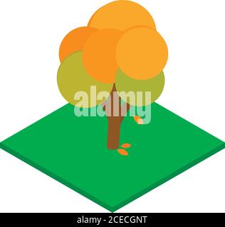 isometric illustration. season change. autumn, winter Stock Vector ...