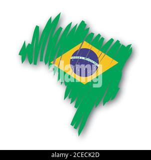 Brazil sketch flag map Stock Vector Image & Art - Alamy