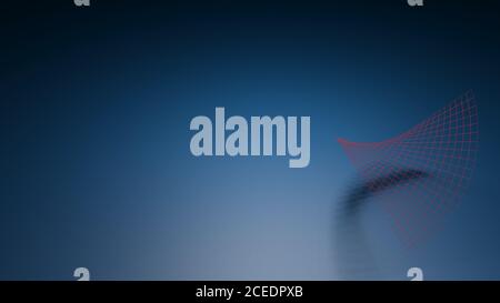 Abstract red twisted grid surface over a green glossy plane - 3D ...