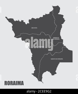 Simple outline map of Roraima is a state of Brazil. Stylized minimal line design Stock Vector ...