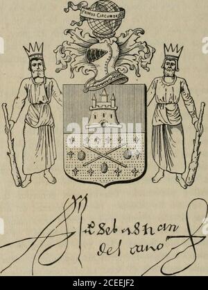 Coat of arms of Ferdinand Magellan from the flag of his ship. Medieval ...