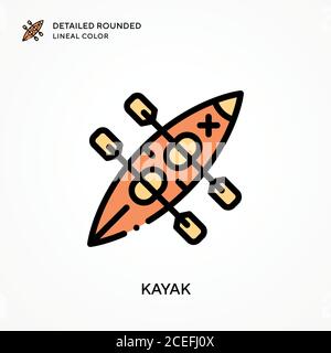 Kayak detailed rounded lineal color. Modern vector illustration ...