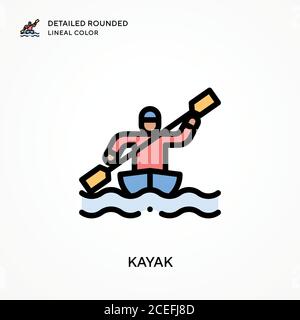 Kayak detailed rounded lineal color. Modern vector illustration ...
