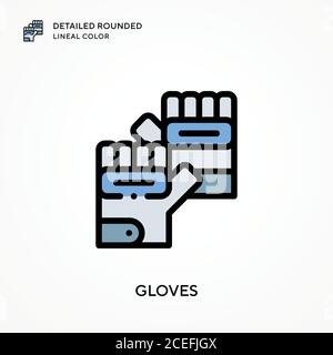 Gloves detailed rounded lineal color. Modern vector illustration ...
