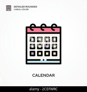 Calendar detailed rounded lineal color. Modern vector illustration ...
