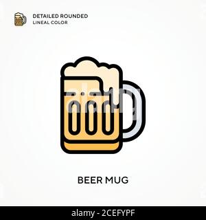 Beer mug detailed rounded lineal color. Modern vector illustration ...