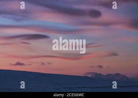 Amazing evening winter landscape Stock Photo - Alamy