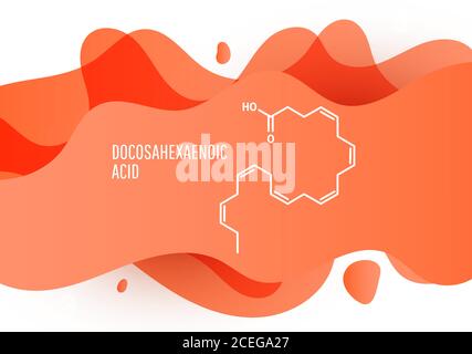 Docosahexaenoic acid, DHA, doconexent, cervonic acid molecule. It is ...
