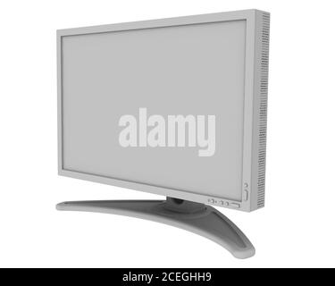 3D rendering of a gray computer monitor on an isolated white background ...