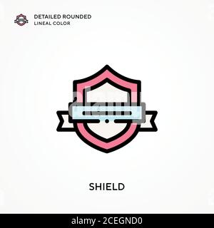Shield detailed rounded lineal color. Modern vector illustration ...