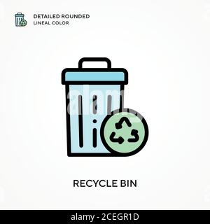 Recycle bin detailed rounded lineal color. Modern vector illustration concepts. Easy to edit and ...