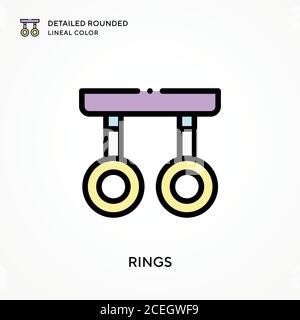 Rings detailed rounded lineal color. Modern vector illustration ...