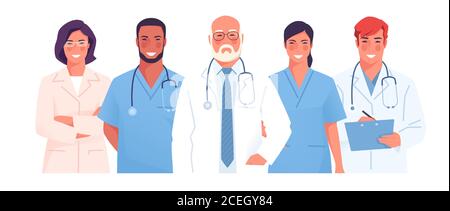 male and female physicians and nurse hospital medical staff ...