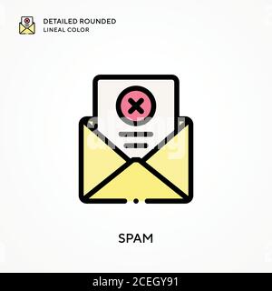 Spam detailed rounded lineal color. Modern vector illustration concepts ...