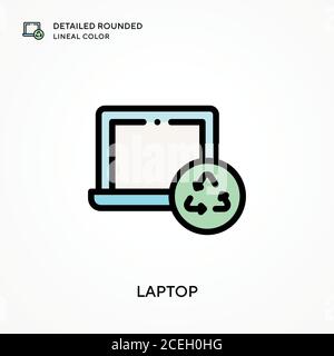 Laptop detailed rounded lineal color. Modern vector illustration ...