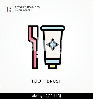 Toothbrush detailed rounded lineal color vector icon. Illustration symbol design template for ...