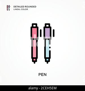 Pen detailed rounded lineal color. Modern vector illustration concepts ...