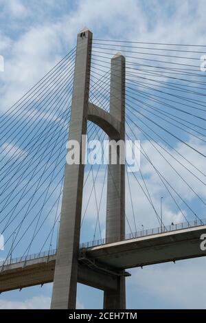 The Suez Canal or Al Salam Bridge at Dawn near Ismalia, Egypt Stock ...