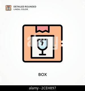 Box detailed rounded lineal color vector icon. Illustration symbol ...