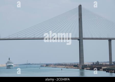 Egypt, Suez Canal. MS Albatross transiting the Suez Canal, cruise ship ...