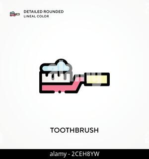 Toothbrush detailed rounded lineal color vector icon. Illustration symbol design template for ...