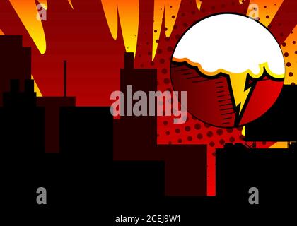 City Buildings Cartoon Comic Book Style Background Stock Vector Image ...
