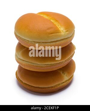 Three fresh hamburger buns isolated on white Stock Photo - Alamy