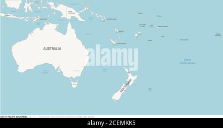 Australia and Oceania Region. Map of countries in South Pacific Ocean. Vector illustration Stock ...