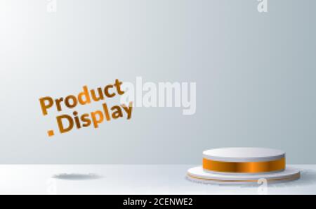 Product placement banner with cylinder podium in green and black colors ...