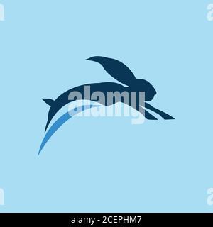 Running rabbit vector illustration ( for new year greeting card etc ...