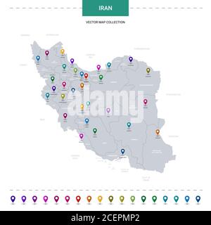 Location of Iran on the world map, marked with Iran flag pin ...