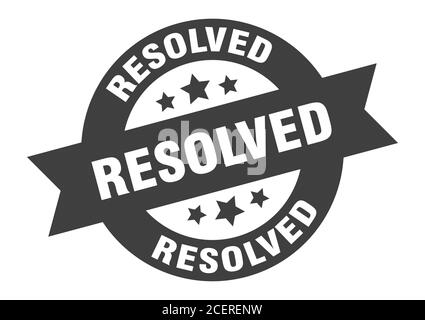 resolved sign. round isolated sticker. ribbon tag Stock Vector Image ...