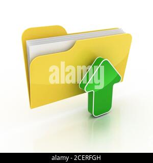 Upload document icon isolated on 3d yellow round button abstract ...