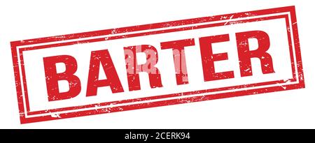 BARTER red grungy rectangle stamp sign Stock Photo - Alamy