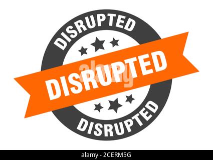 disrupted sign. round isolated sticker. ribbon tag Stock Vector Image ...