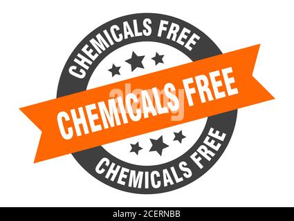 chemicals free sign. round isolated sticker. ribbon tag Stock Vector ...