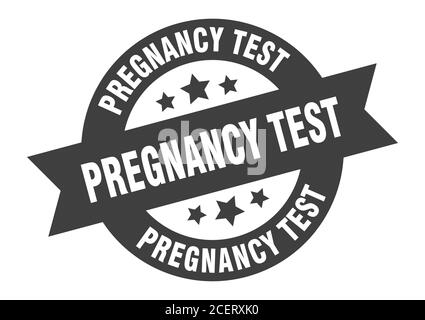 pregnancy test sign. round isolated sticker. ribbon tag Stock Vector ...