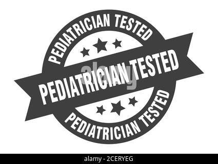pediatrician tested sign. round isolated sticker. ribbon tag Stock ...