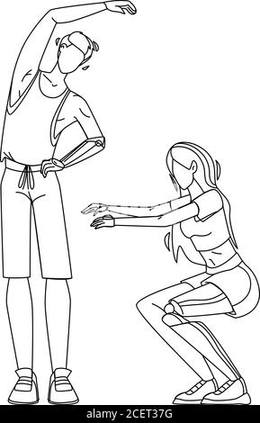 People With Bionic Limbs Fitness Exercising Black Line Pencil Drawing ...