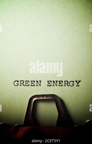 Green energy phrase written with a typewriter Stock Photo - Alamy