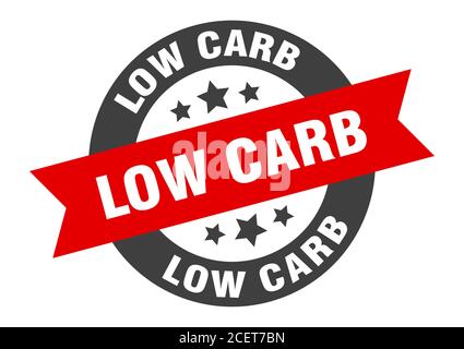 low carb sign. round isolated sticker. ribbon tag Stock Vector Image ...